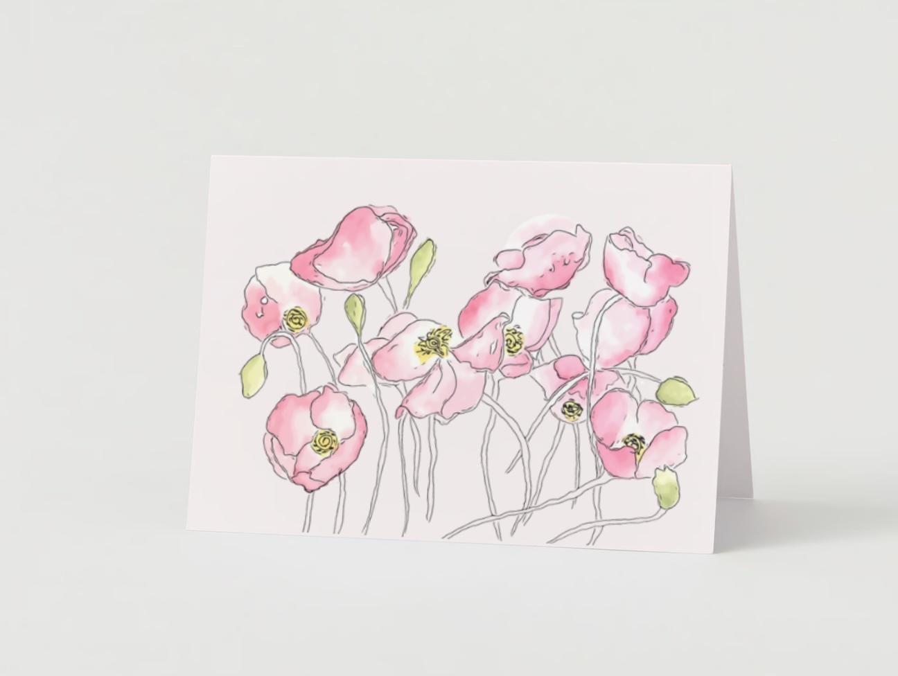 Pink Poppy Card - Small Bits of Happiness